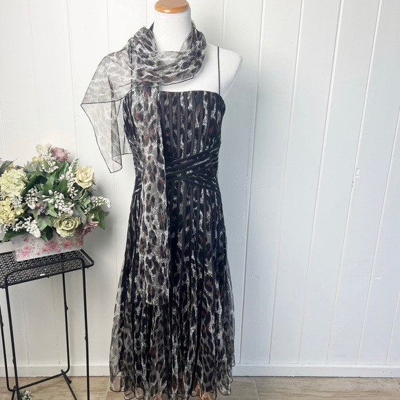 JS Collections | Dresses | Js Collections Leopard Print Dress With ...